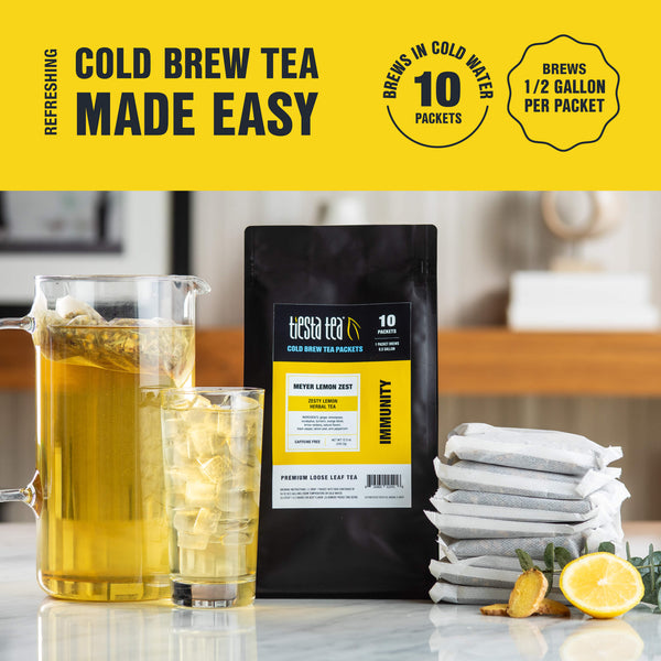 Meyer Lemon Zest Cold Brew Tea Packets (Zesty Lemon Herbal Tea ...