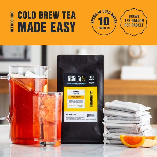 Orange Tango Cold Brew Tea Packets (Orange Hibiscus Herbal Tea ...
