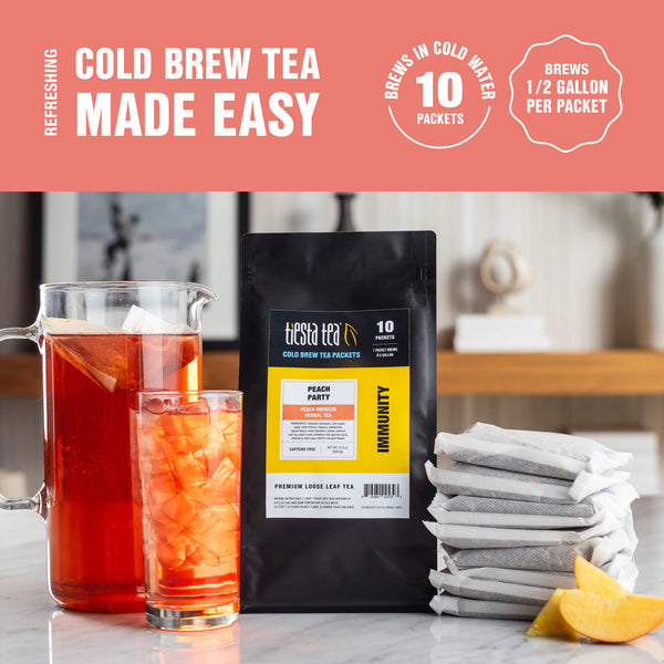 Peach Party Cold Brew Tea Packets (Peach Hibiscus Herbal Tea) | Tiesta Tea